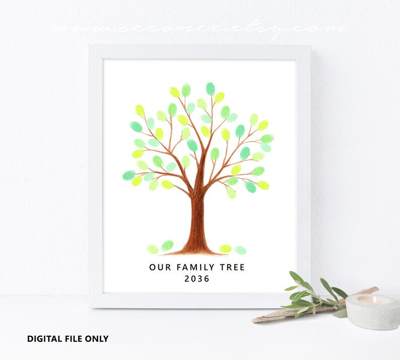 Fingerprint tree guestbook Thumbprint tree guest book Family | Etsy