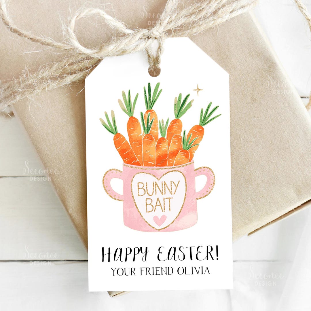 Easter Bunny Bait Carrots Tag, Printable Happy Easter Favor Tags ...