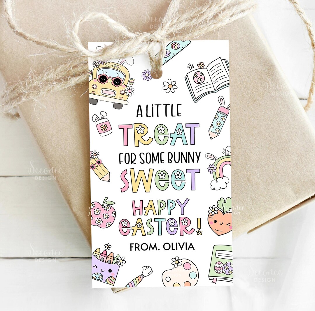 Easter Gift Tag for Class Printable Happy Easter Treat Bag Tags School ...