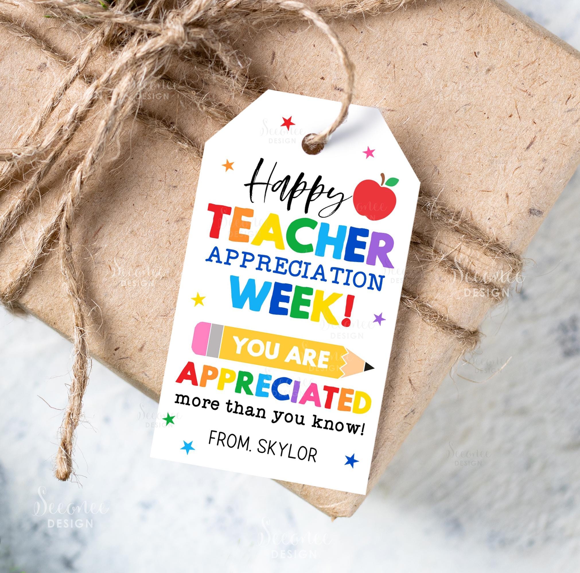 Teacher Appreciation Week Gift Tag Printable Teacher Appreciation ...