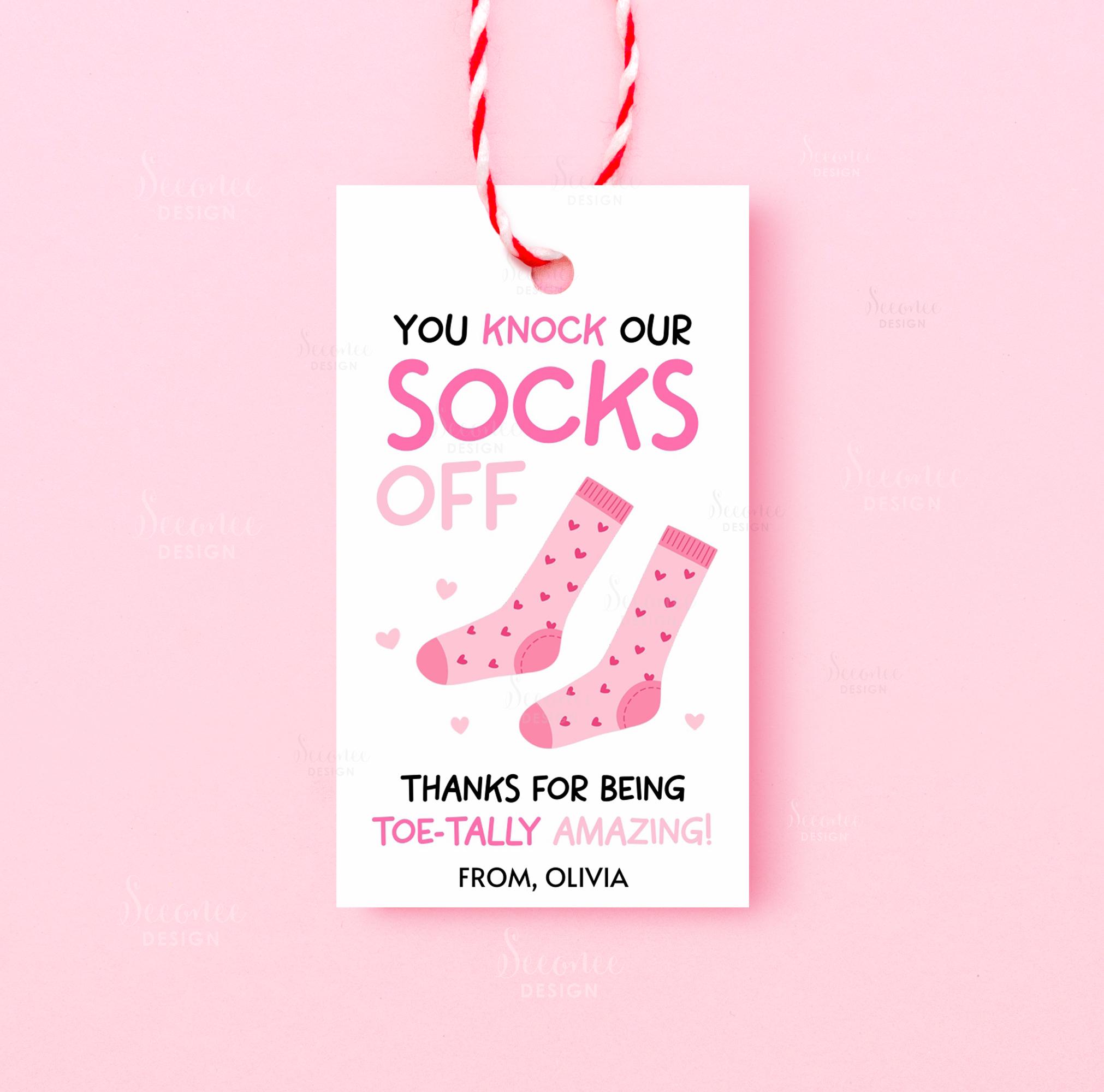 Valentine Socks Gift Tag Printable You Knock Our Socks off Valentine's ...