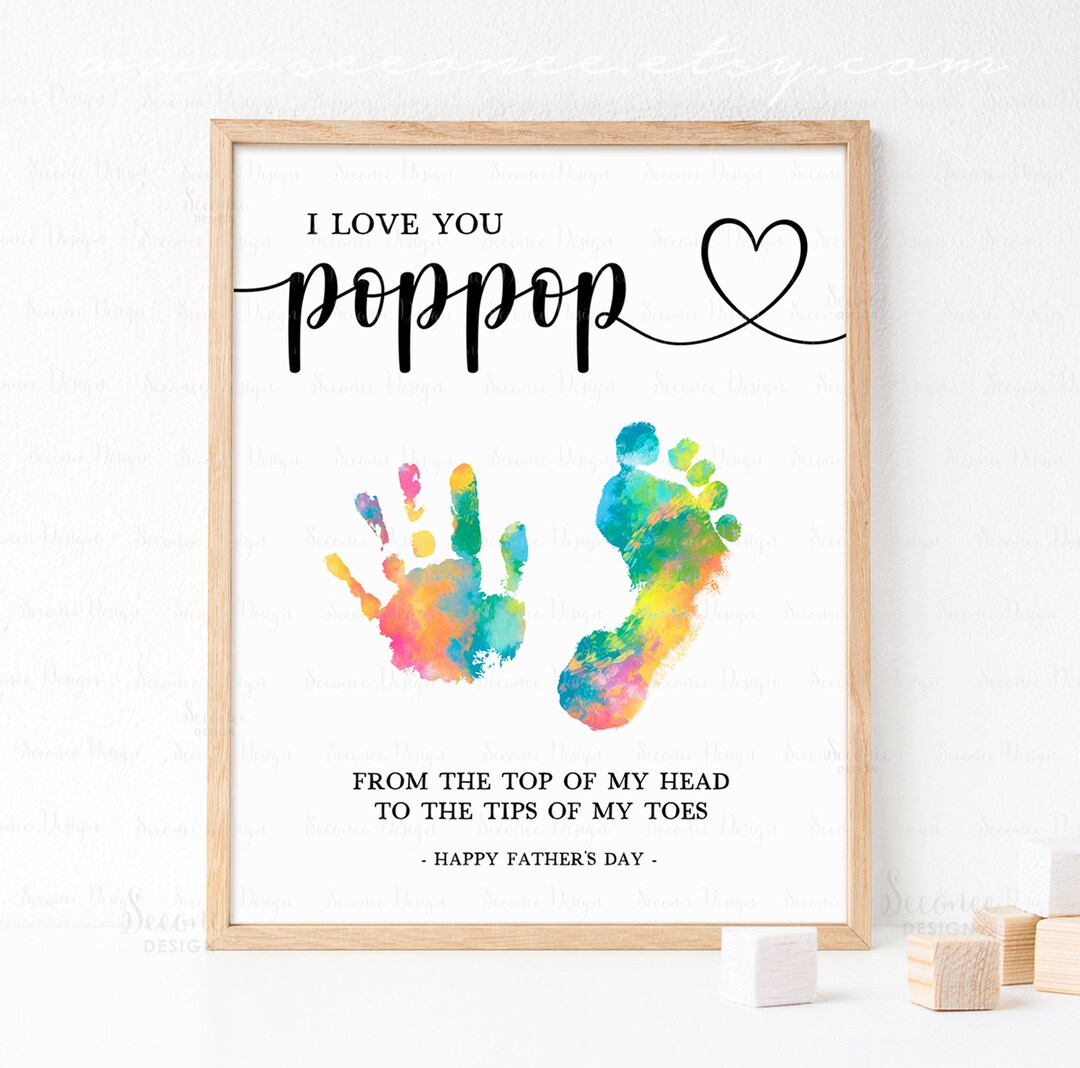 Fathers Day Pop Pop Handprint Footprint Art Craft Gift, Fathers Day ...