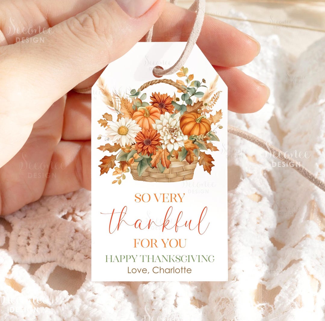 Printable so Very Thankful for You Gift Tag, Autumn Favor Tag, Happy ...