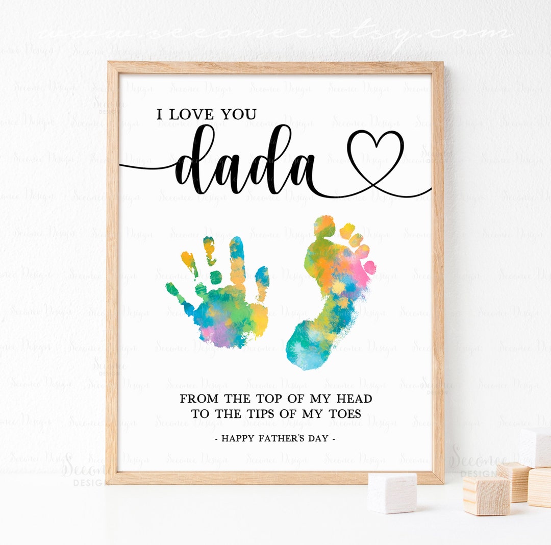 Fathers Day Handprint Footprint Art Craft, Fathers Day Gift for Dada ...