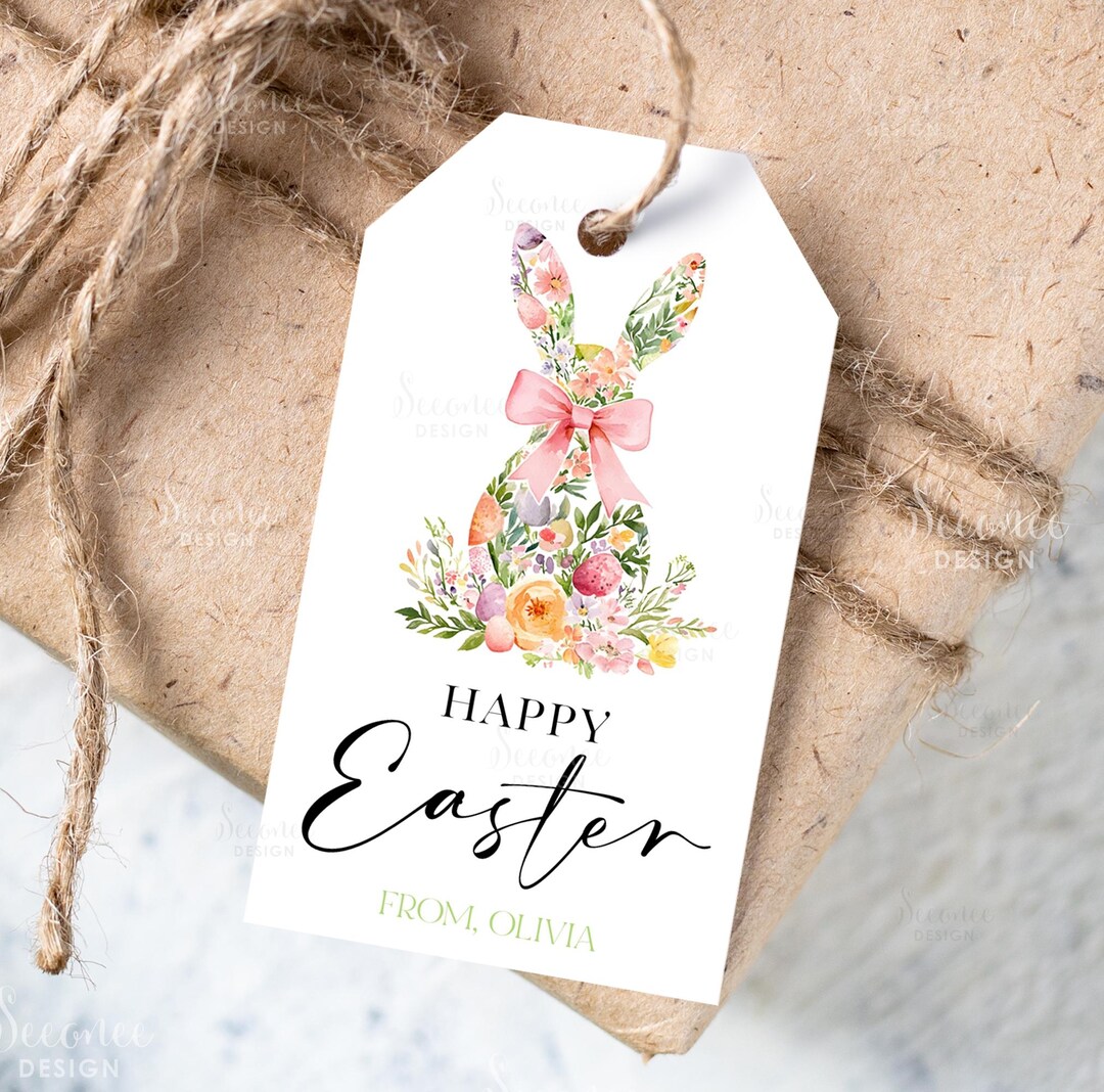 Happy Easter Gift Tags Printable, Minimalist Easter Basket Tag, Easter ...
