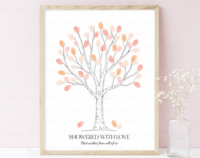 Printable Fingerprint Tree hand-drawn customizable Thumbprint Tree ...