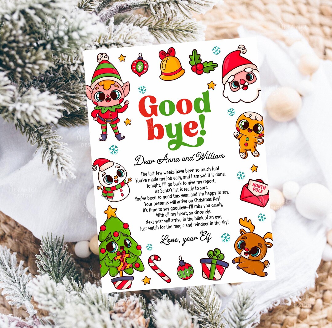 Goodbye From Elf Letter Editable Template, Christmas Elf Farewell ...