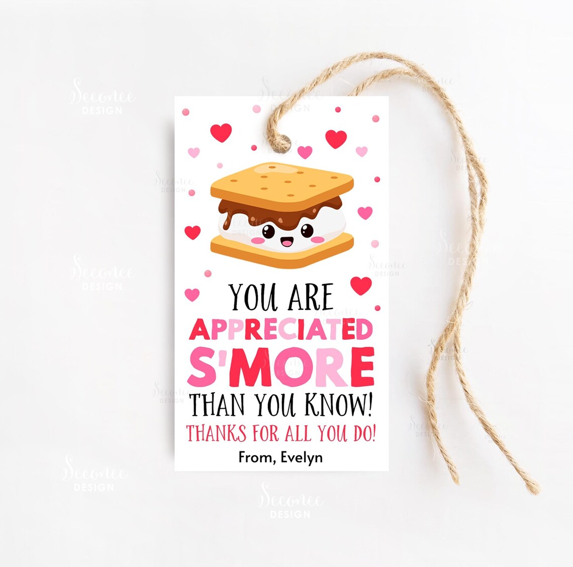 Editable S'mores Gift Tag Template Printable Appreciated Smore Than You ...