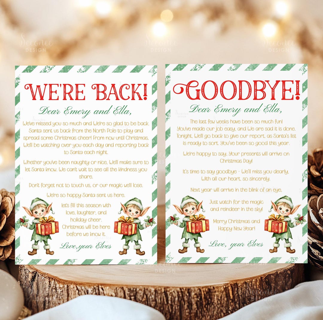 Editable Elves Arrival Letter Elves Goodbye Letter Set Two Elves We're ...
