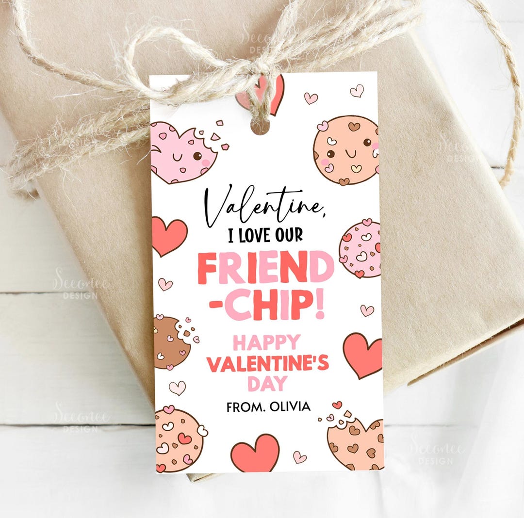 Classroom Valentines Cookie Gift Tag Preschool School Classmates ...