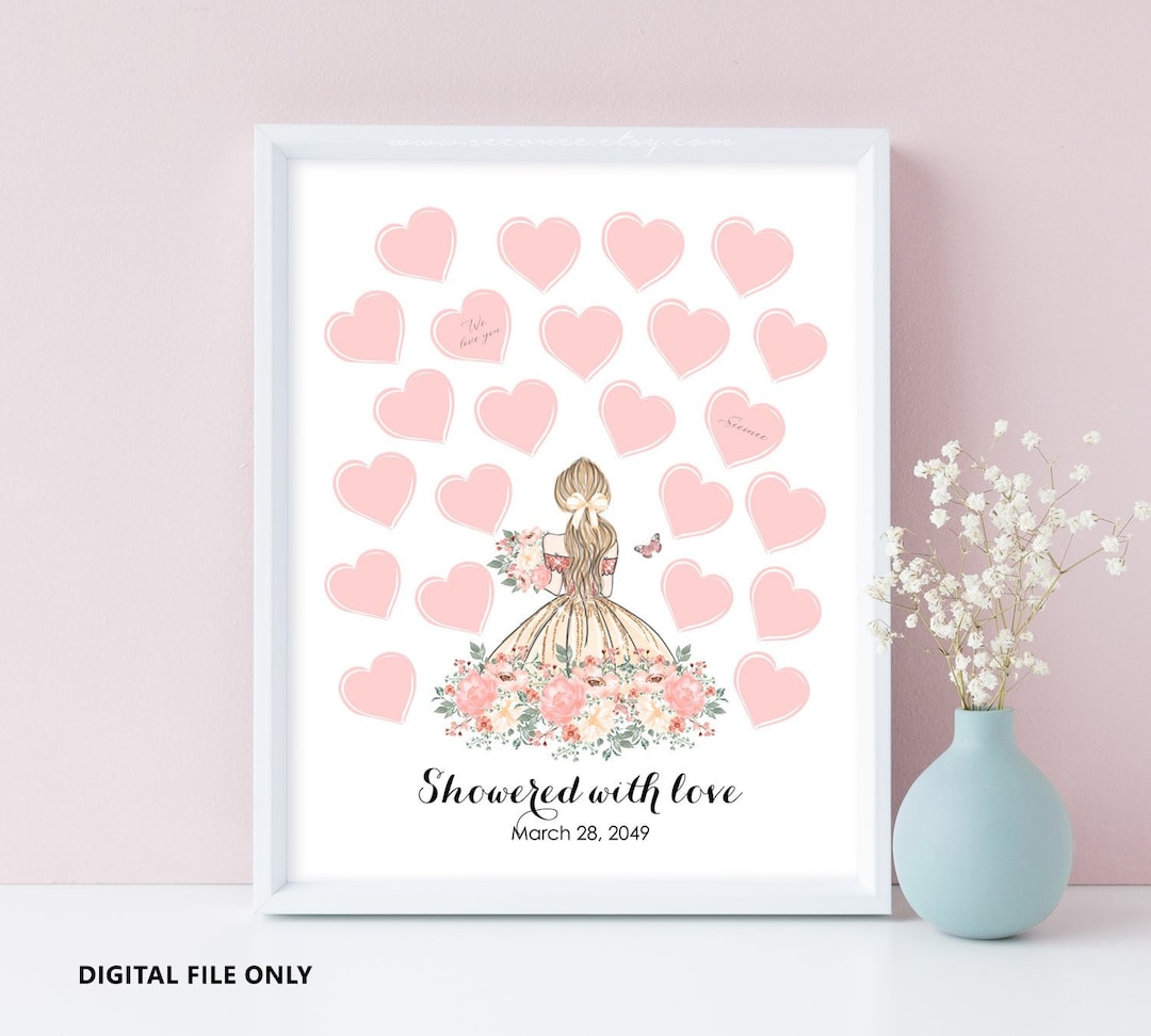 Hearts Signature Guestbook Alternative Digital File Printable - Etsy
