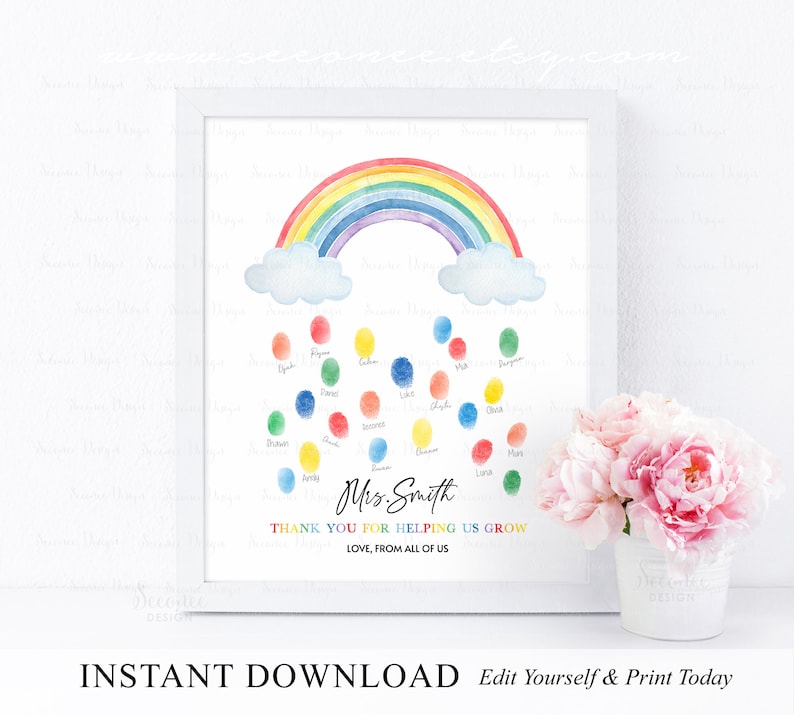 INSTANT DOWNLOAD Editable Rainbow Teacher Appreciation Gift Ideas ...