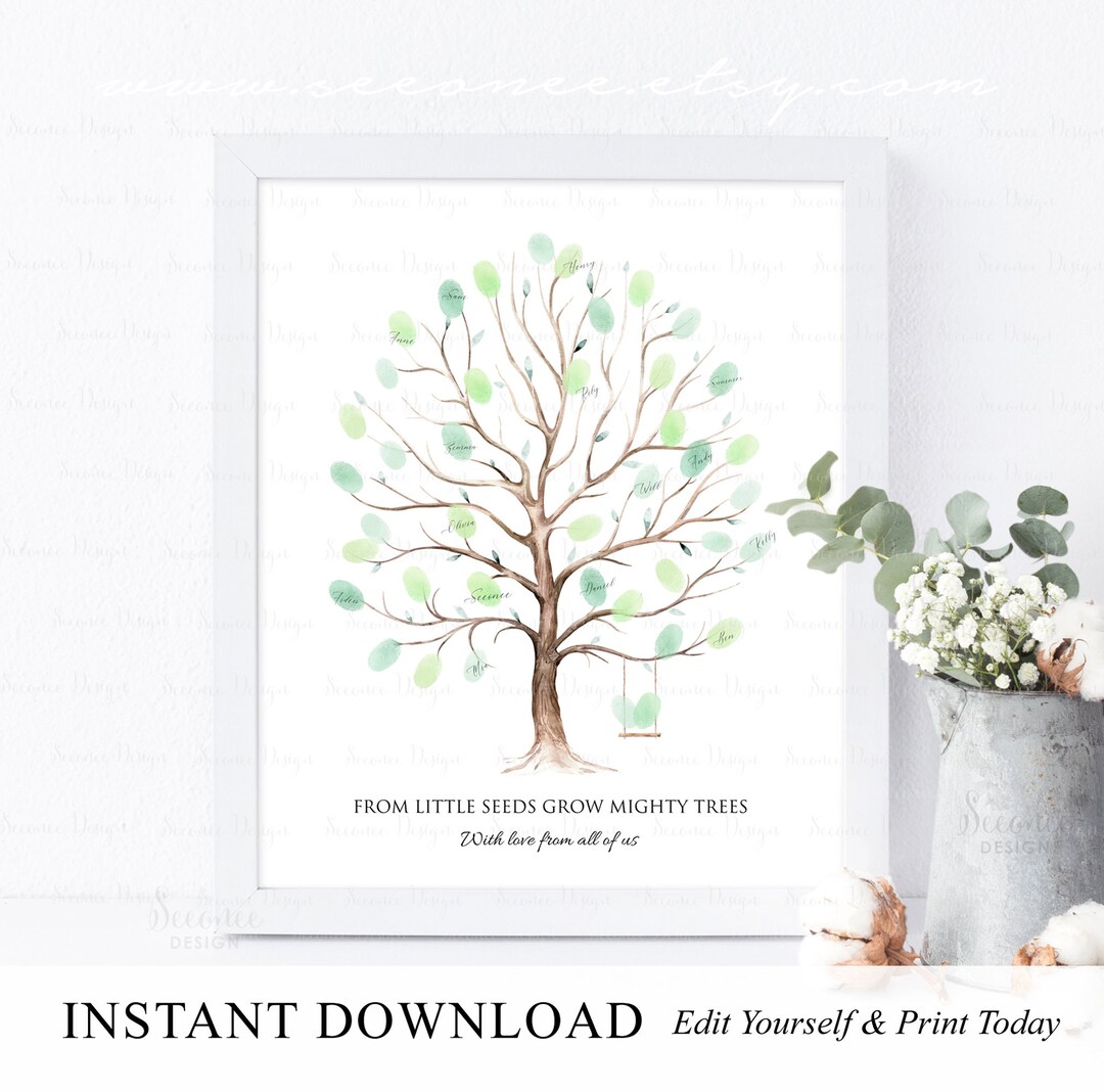 INSTANT DOWNLOAD Editable Fingerprint Tree Guestbook Alternative ...