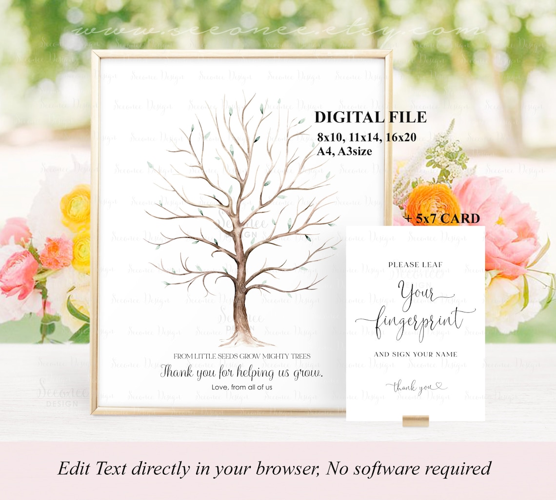 INSTANT DOWNLOAD Editable Fingerprint Tree Teacher Appreciation Gift ...
