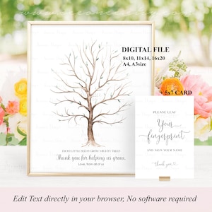 INSTANT DOWNLOAD Editable Fingerprint Tree Teacher Appreciation Gift ...