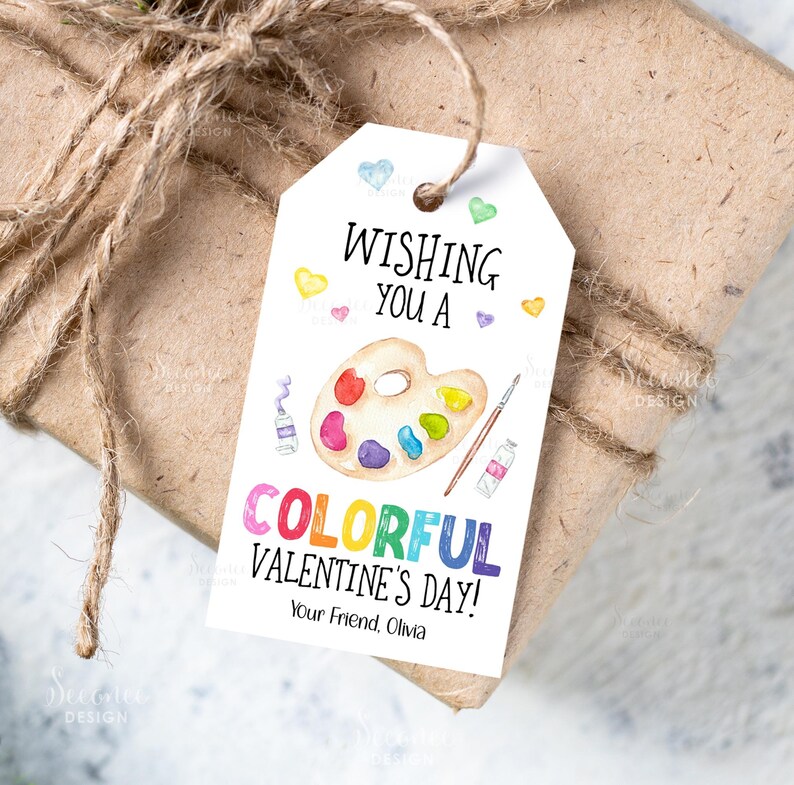 Paint Valentine Gift Tag Printable Wishing You A Colorful Valentine's ...