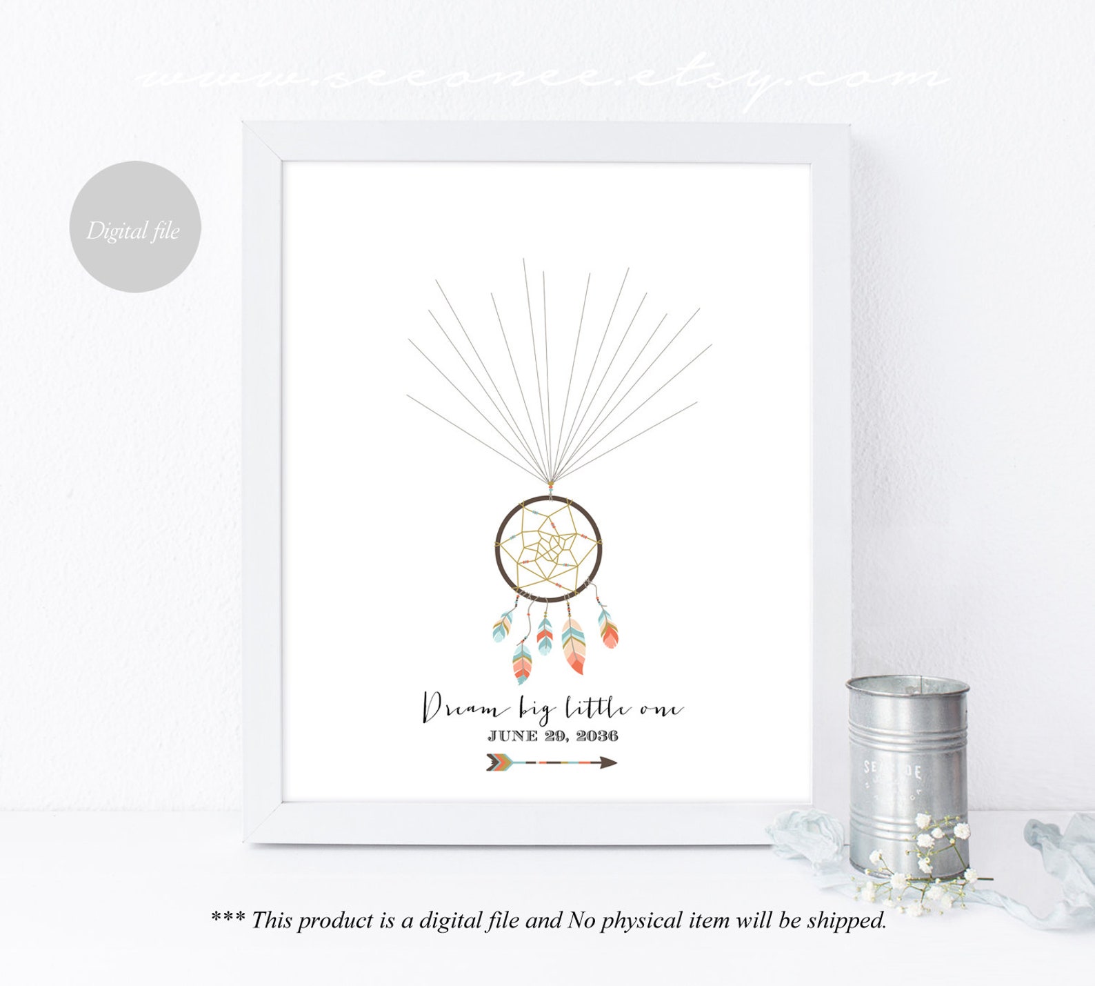 Tribal Dream Catcher Guestbook Fingerprint Guestbook - Etsy