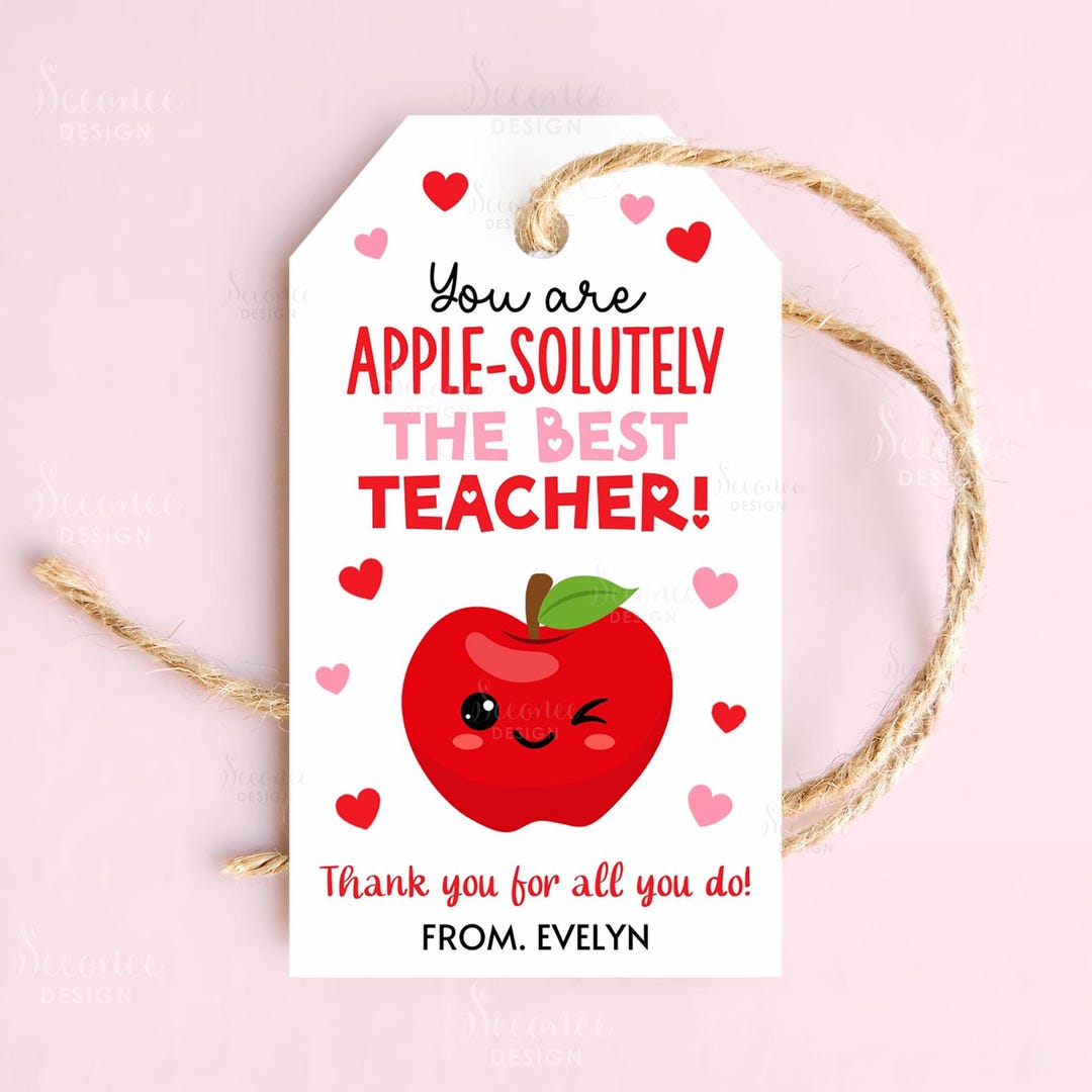 Cute Apple Teacher Appreciation Gift Tags, Teacher Apple Gift Tag Apple ...