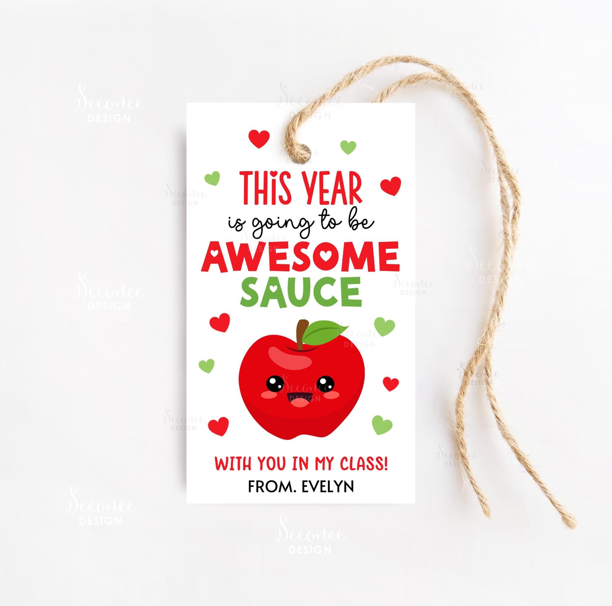 This Year is Going to Be Awesome Sauce Gift Tag Applesauce Favor Label ...