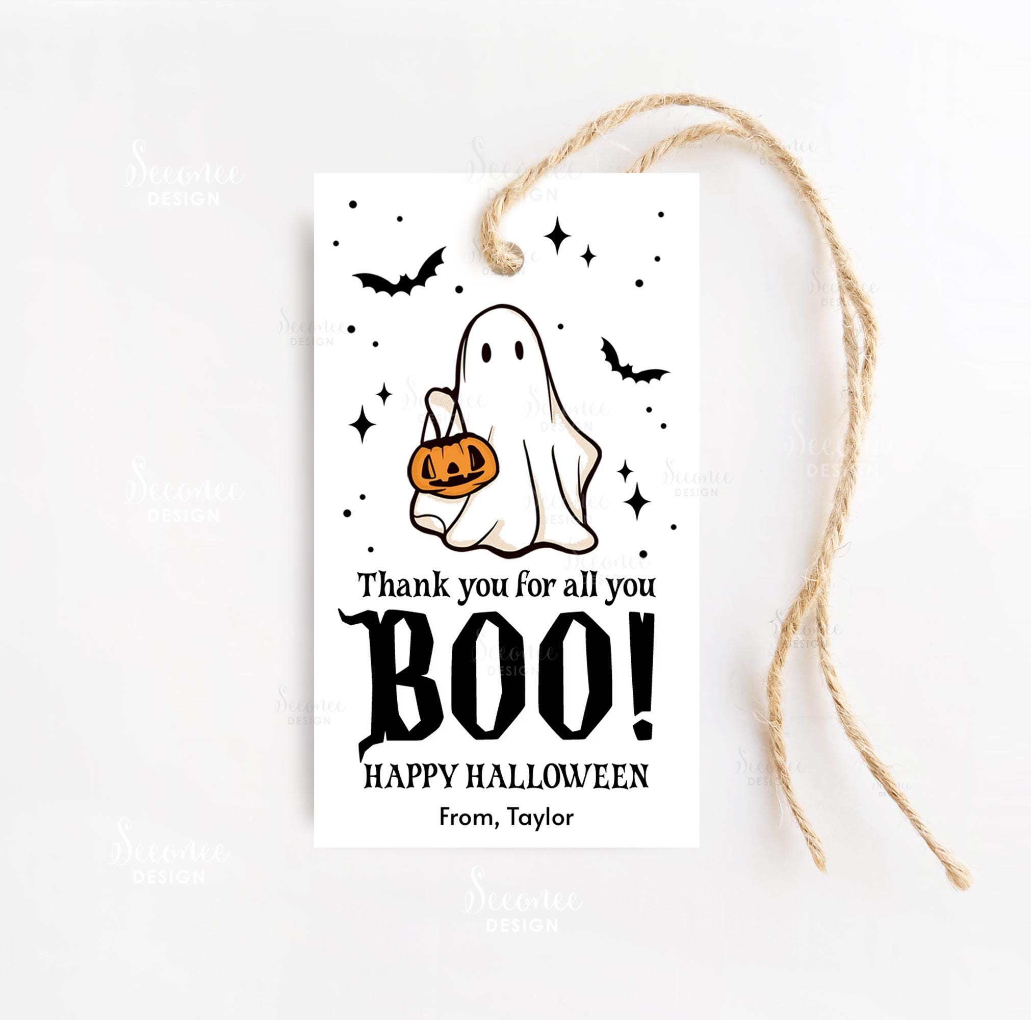 Halloween Gift Tag Printable, Thank You for All You Boo Tag, Happy ...
