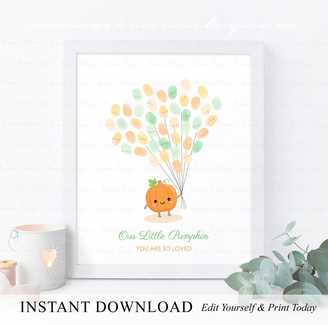 INSTANT DOWNLOAD Editable Our Little Pumpkin Fingerprint Guestbook ...
