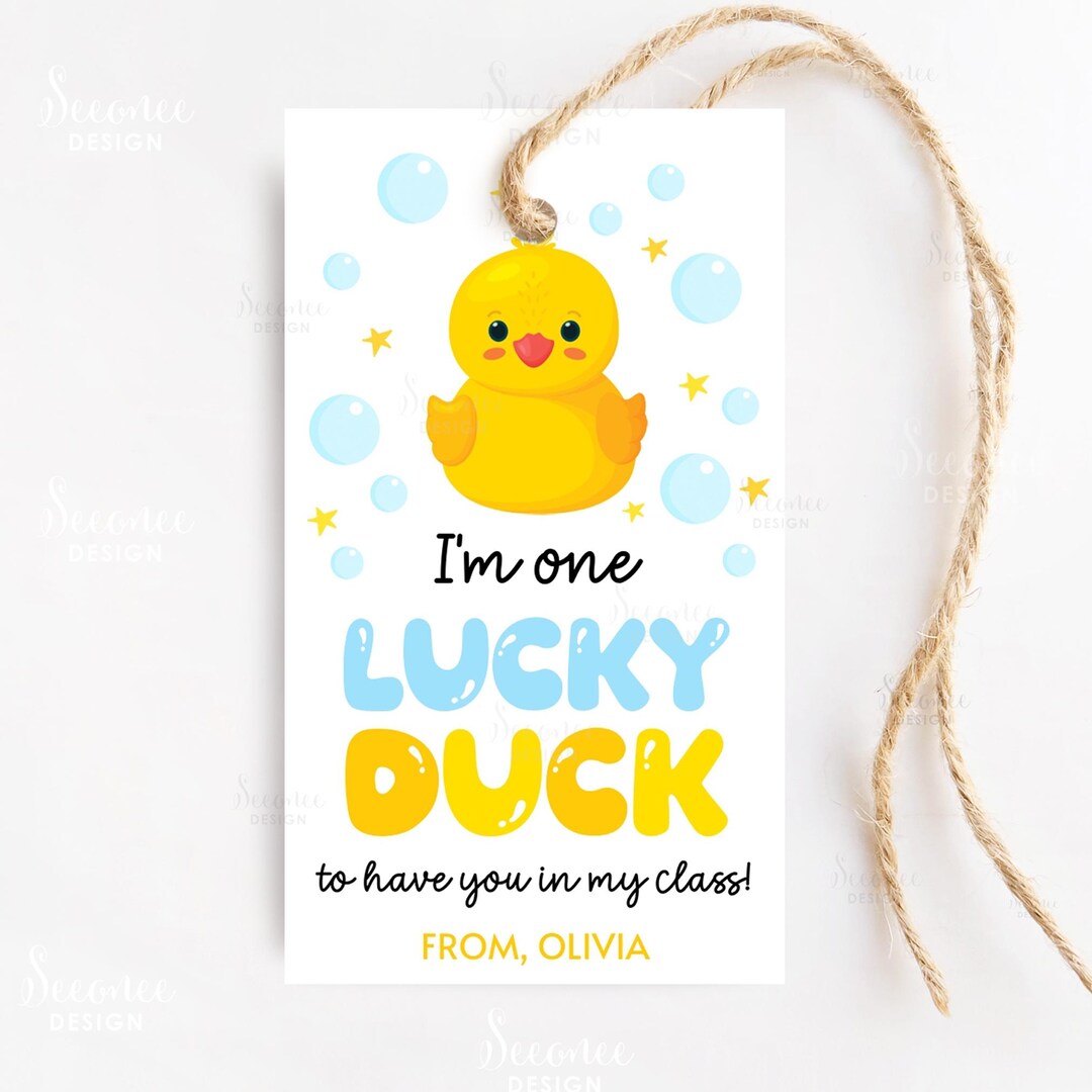 Printable One Lucky Duck Back to School Tags, Happy First Day of School ...