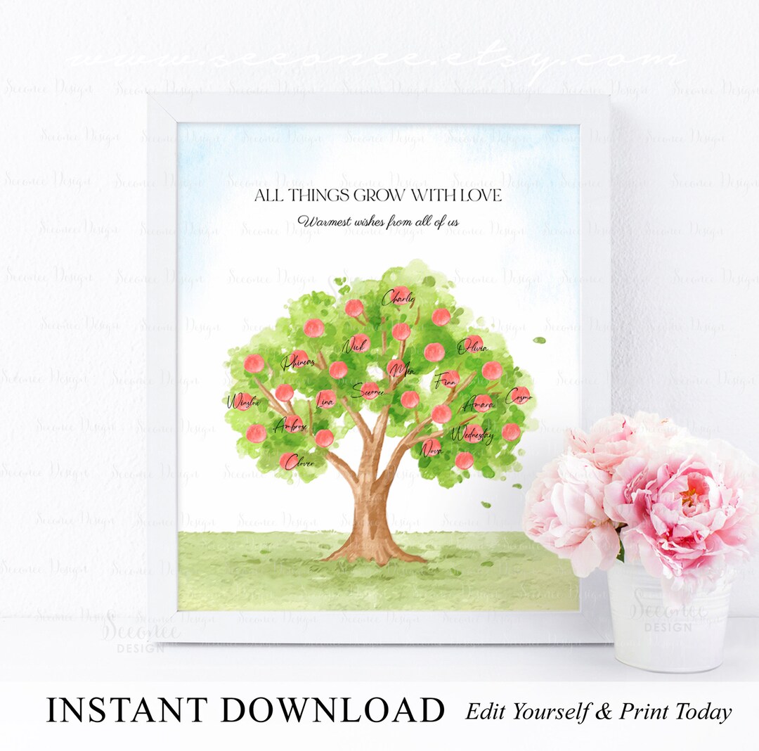 INSTANT DOWNLOAD Editable Apple Tree Signature Guestbook Alternative ...
