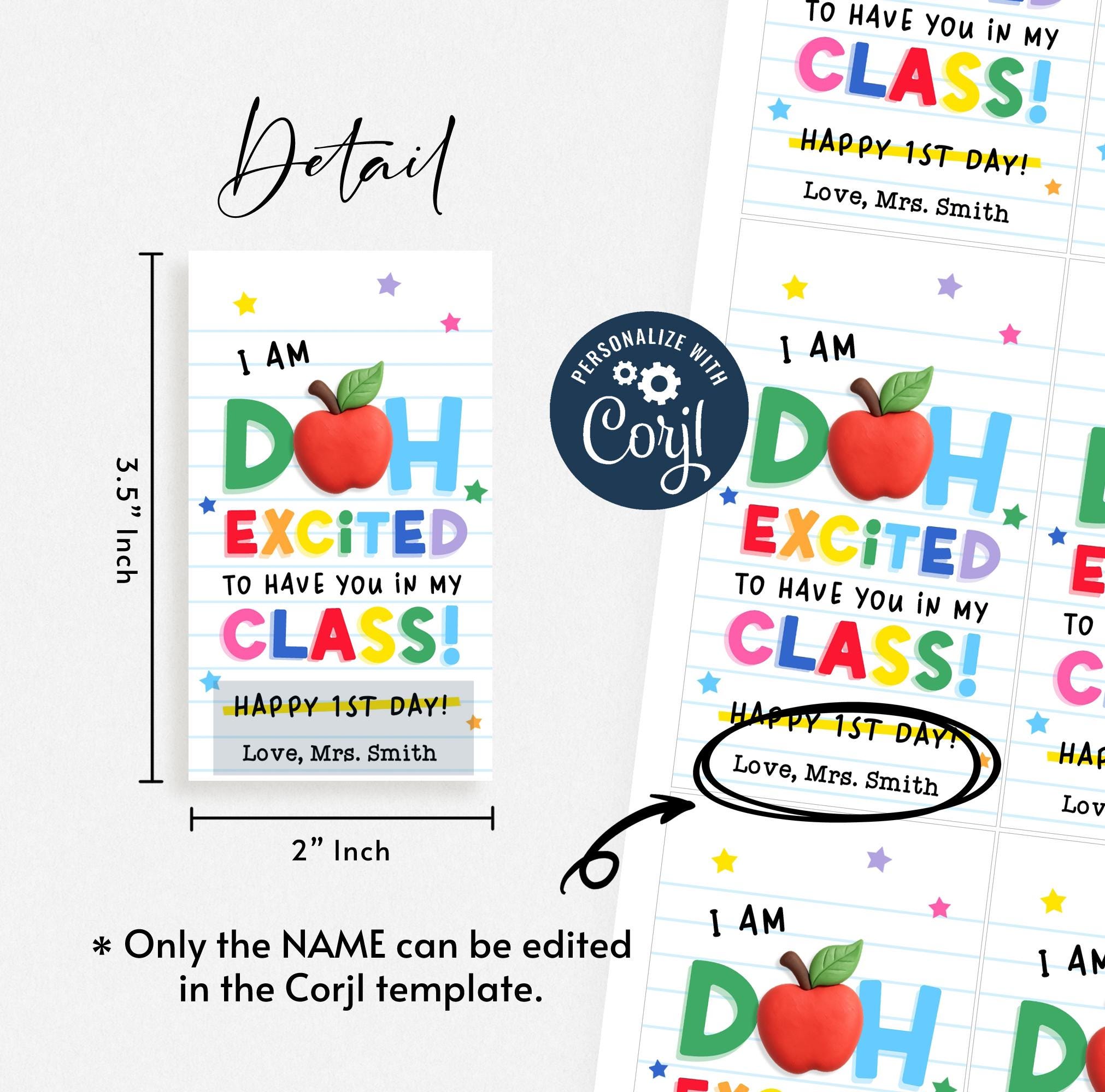 Back to School Playdough Gift Tag First Day of School Gift Tags Doh ...