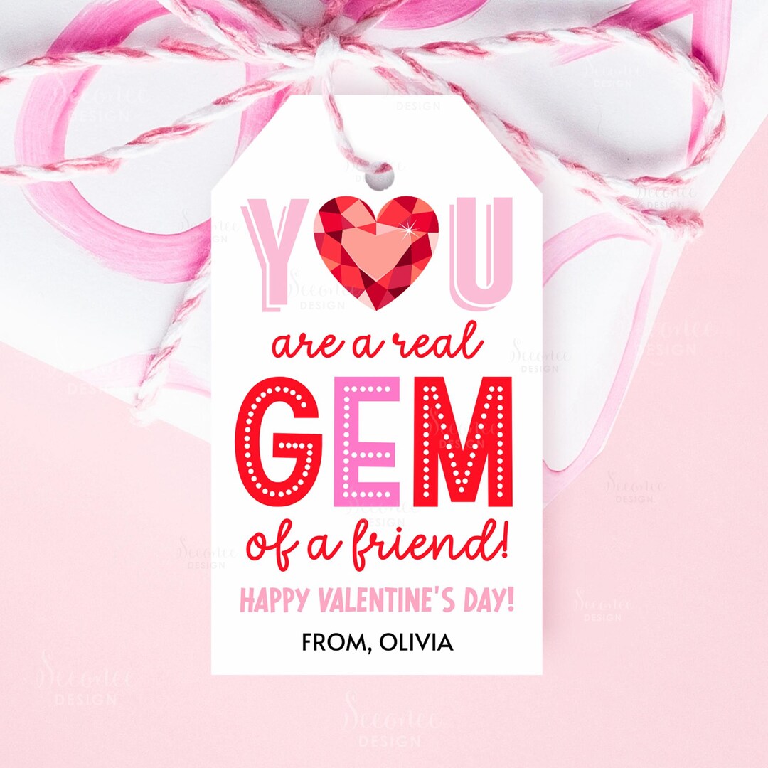Editable Valentine's Day Card You're A Gem Classroom Valentine Gift Tag ...