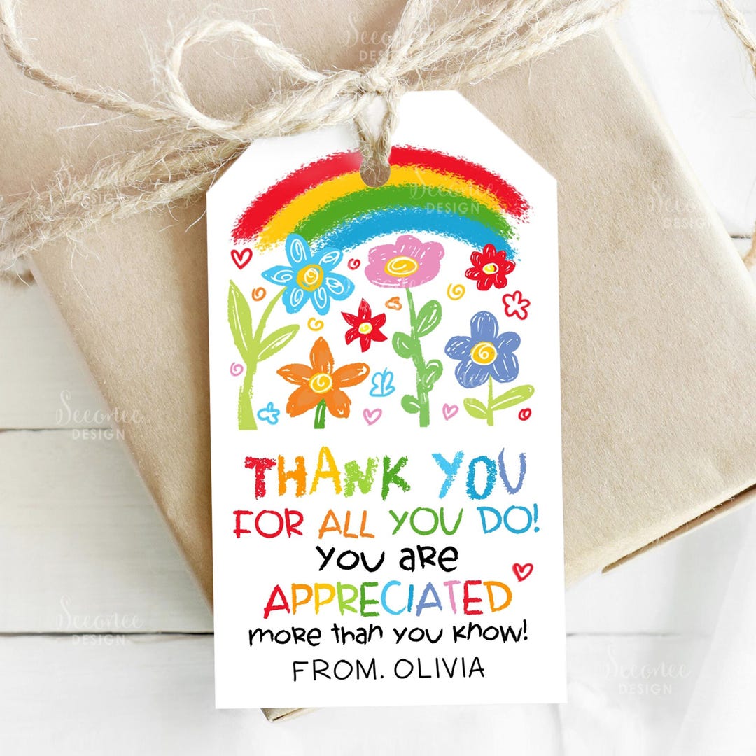 Teacher Appreciation Tags Printable Thank You for All You Do Teacher ...