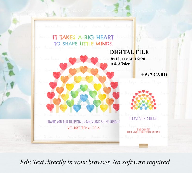 INSTANT DOWNLOAD Editable Rainbow Heart Teacher Appreciation - Etsy