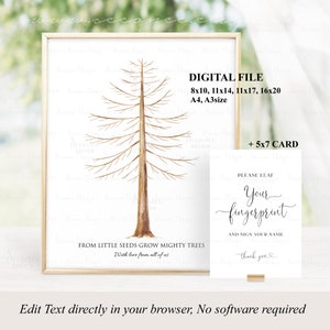 INSTANT DOWNLOAD Editable Redwood Tree Fingerprint Guestbook ...