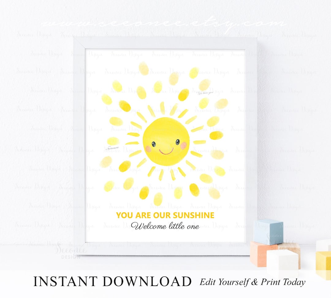 INSTANT DOWNLOAD Editable Sunshine Fingerprint Guestbook You - Etsy
