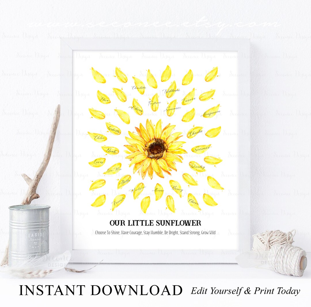 INSTANT DOWNLOAD Editable Sunflower Birthday Party Guestbook ...