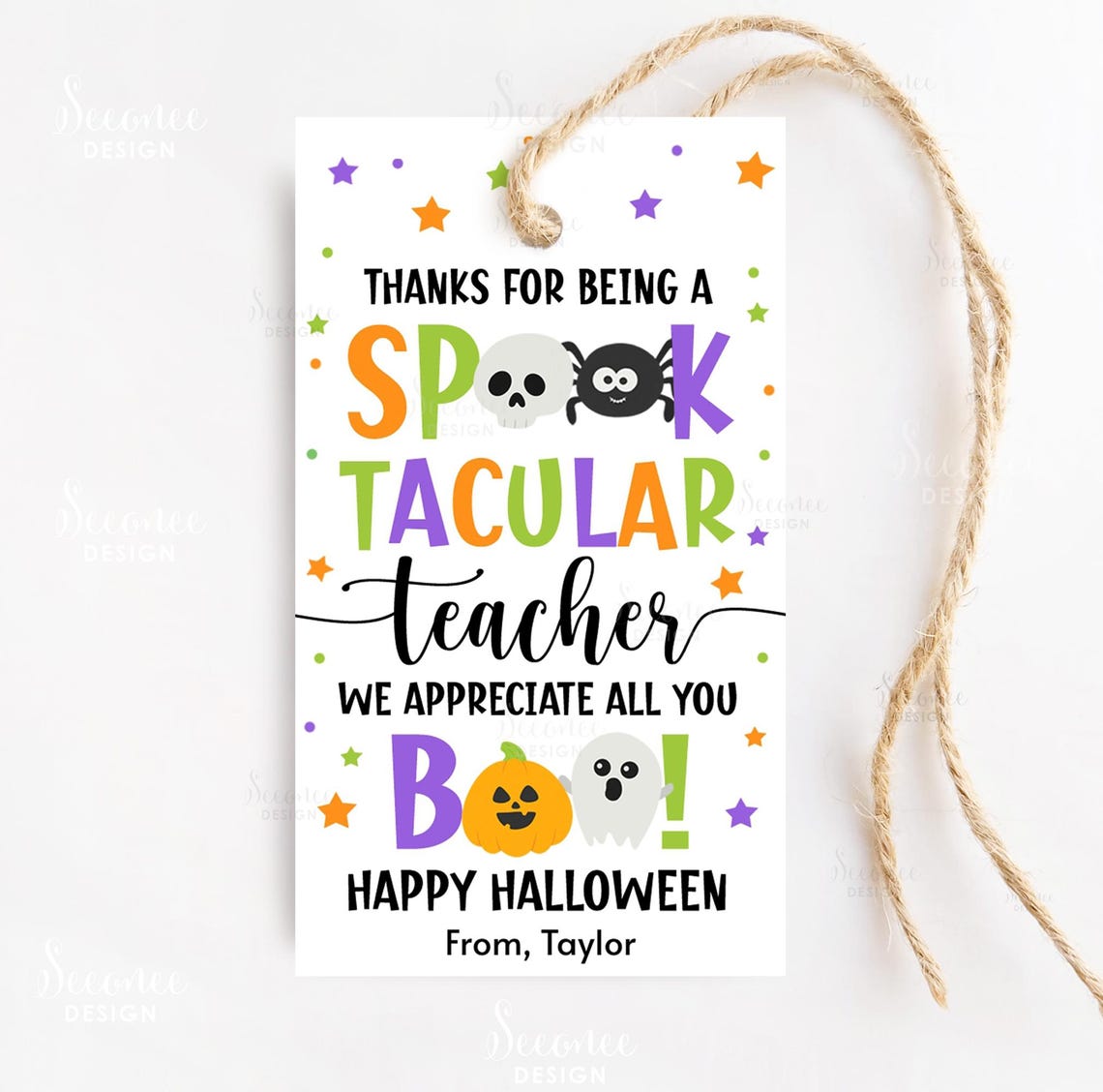 Thanks for Being A Spooktacular Teacher Tag, Printable Happy Halloween ...
