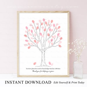 INSTANT DOWNLOAD Editable Fingerprint Tree Teacher Appreciation Gift ...