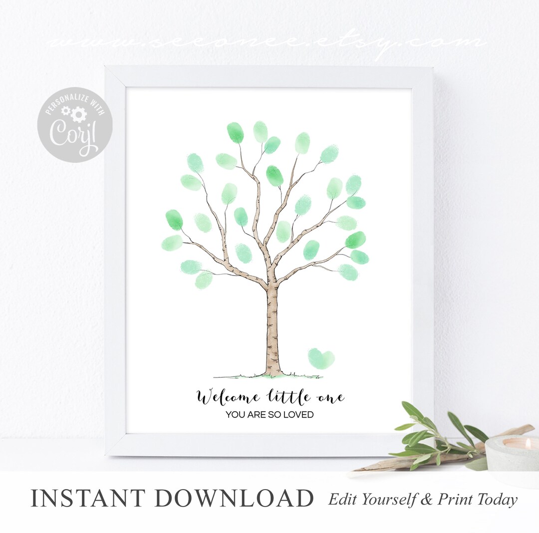 INSTANT DOWNLOAD Editable Fingerprint Tree Guestbook Alternative ...