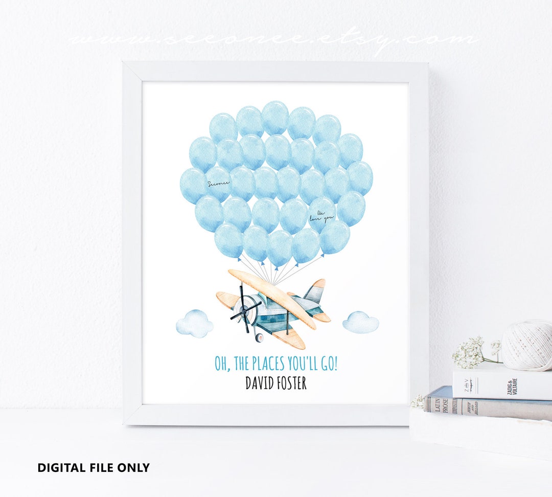 Airplane Signature Guestbook Sign in Poster Sign in Balloon - Etsy