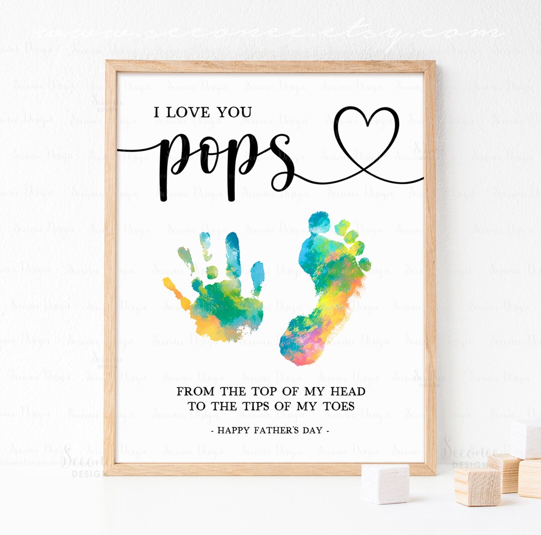 Fathers Day Pops Handprint Footprint Art Craft Gift, Fathers Day Gift ...