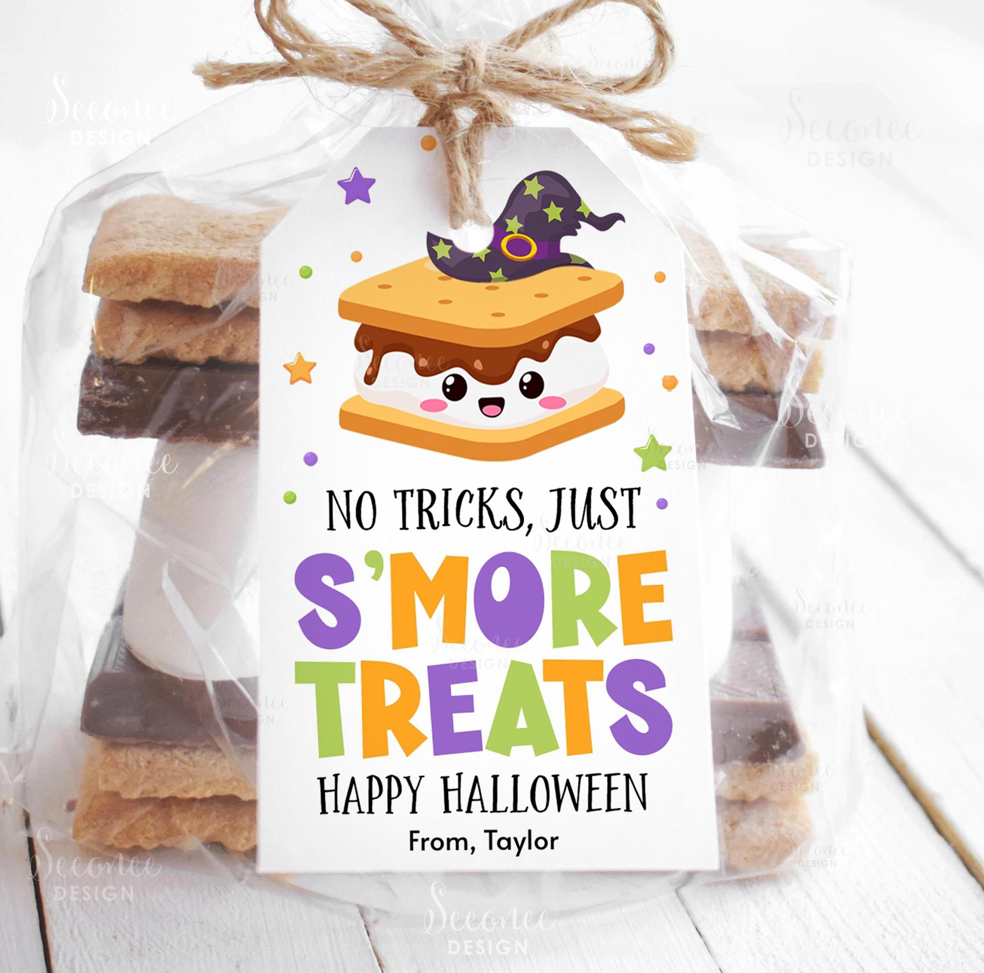 Halloween S'mores Gift Tag Printable No Tricks Just S'more Treats Favor ...