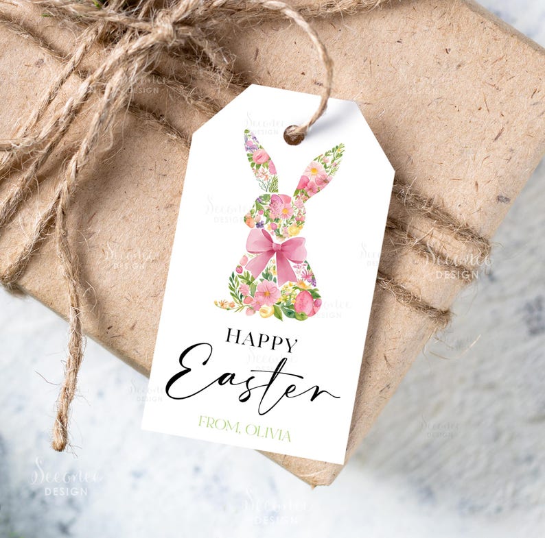 Printable Easter Bunny Gift Tags for School Class Students Kids Teacher ...