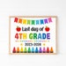 Last Day of 4th Grade Sign, Last Day of Fourth Grade Sign, Last Day of ...