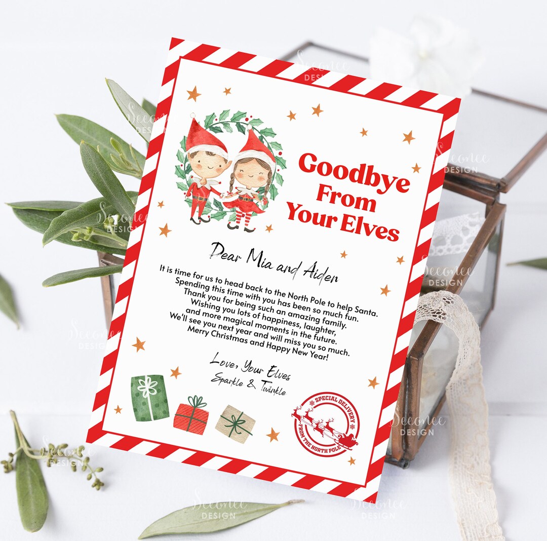 INSTANT DOWNLOAD Editable Goodbye From Elves Letter, Boy and Girl Elves ...