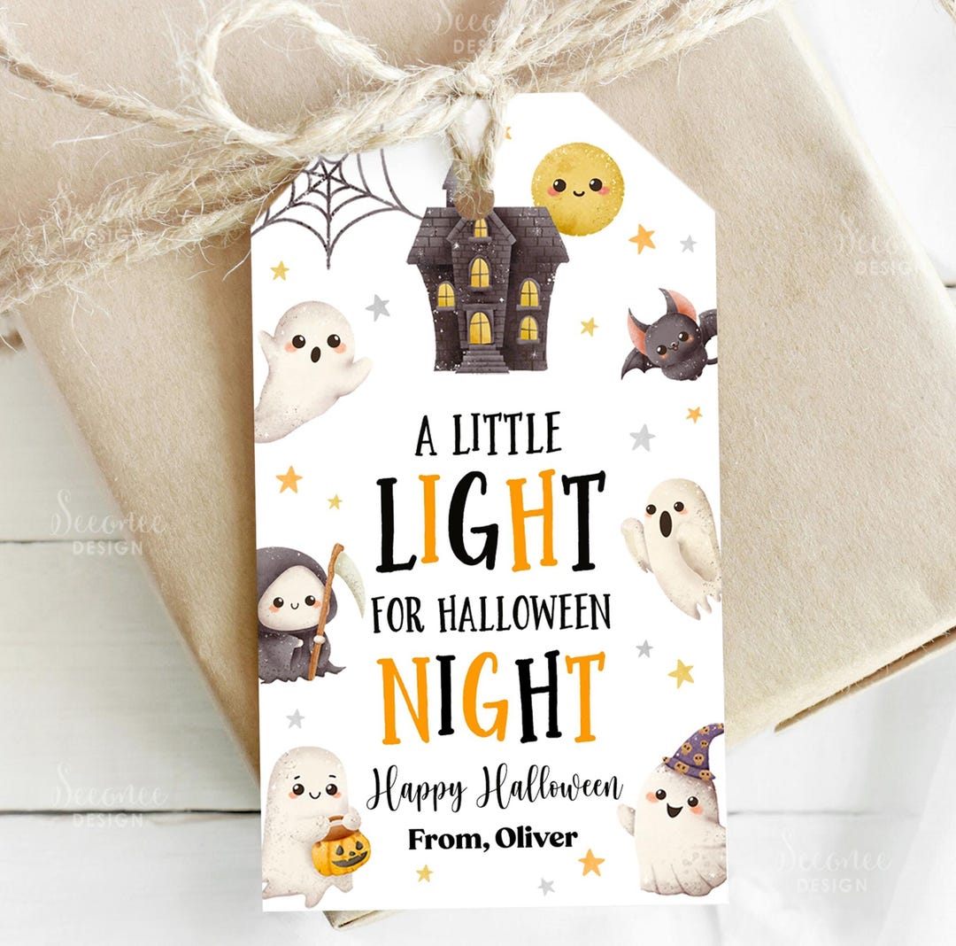 Halloween Glow Stick Tag Printable Halloween Gift Tag Party Favor A ...