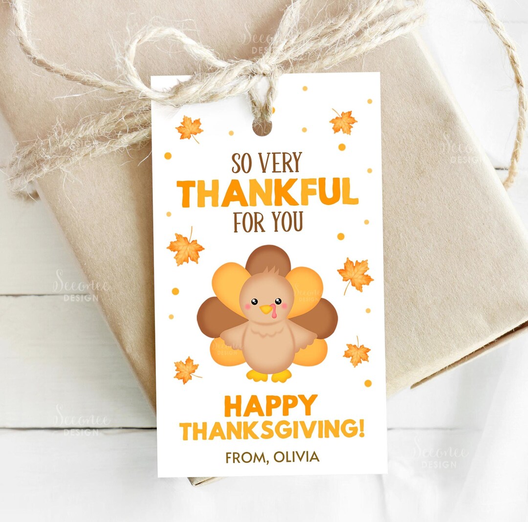 Printable Thanksgiving Gift Tags Turkey Gift Tag Thankful for You Tag ...