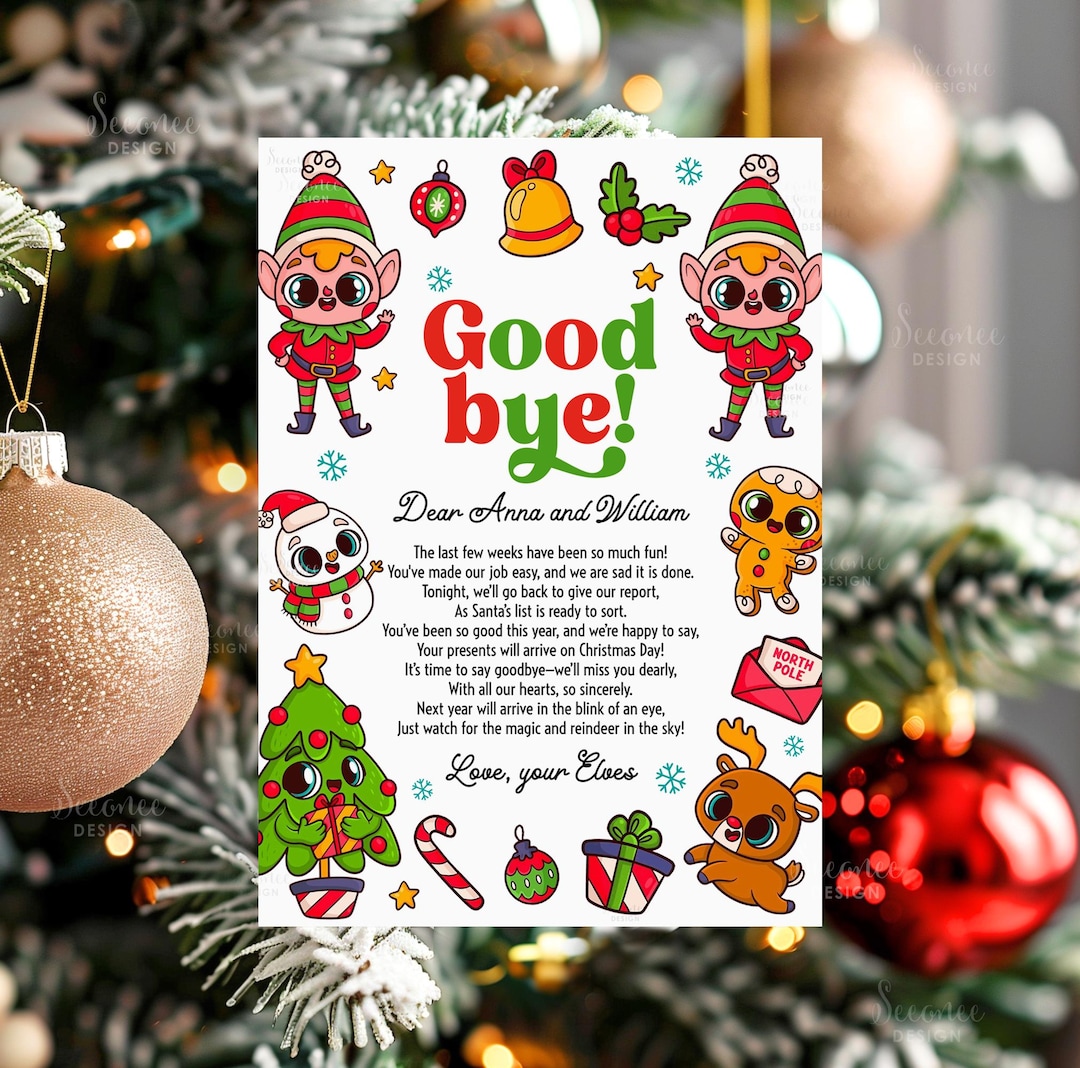 Goodbye From Elves Letter Editable, Boy and Girl Elves Letter Template ...