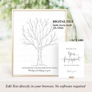 INSTANT DOWNLOAD Editable Fingerprint Tree Teacher Appreciation Gift ...