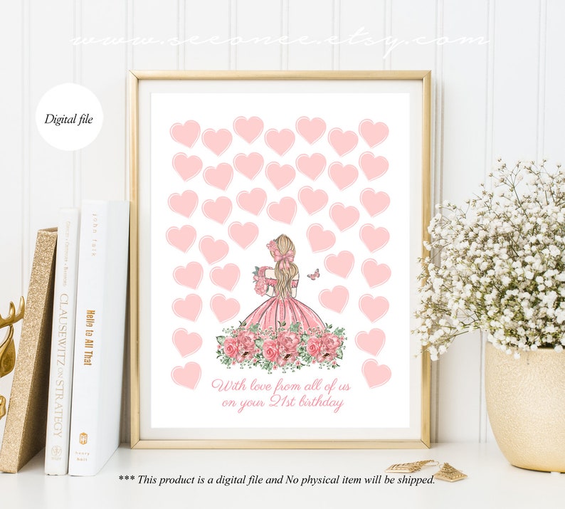 Hearts Signature Poster Guestbook Bridal Shower Gift Hen - Etsy