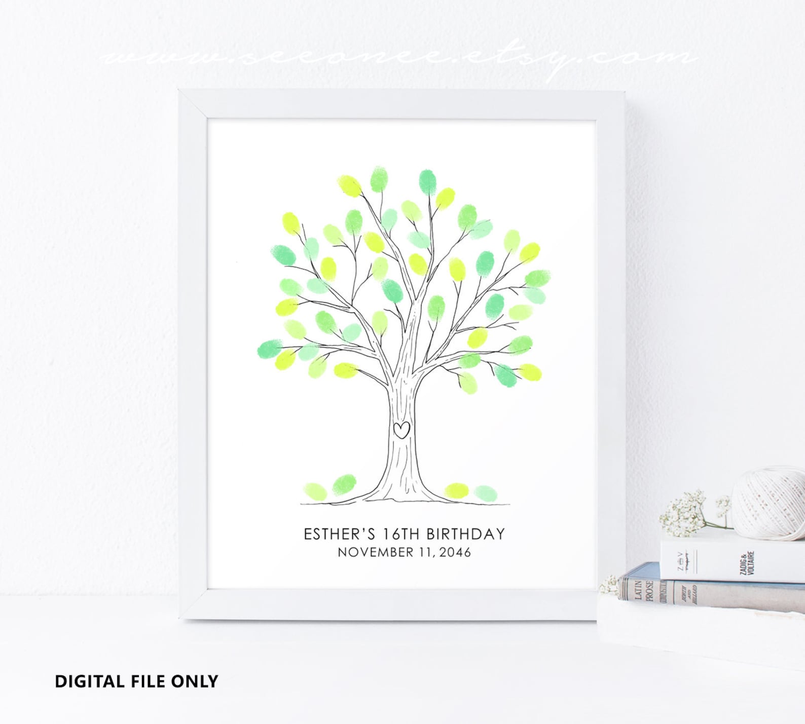 Birthday Fingerprint Tree Guestbook Baby Shower Thumbprint - Etsy