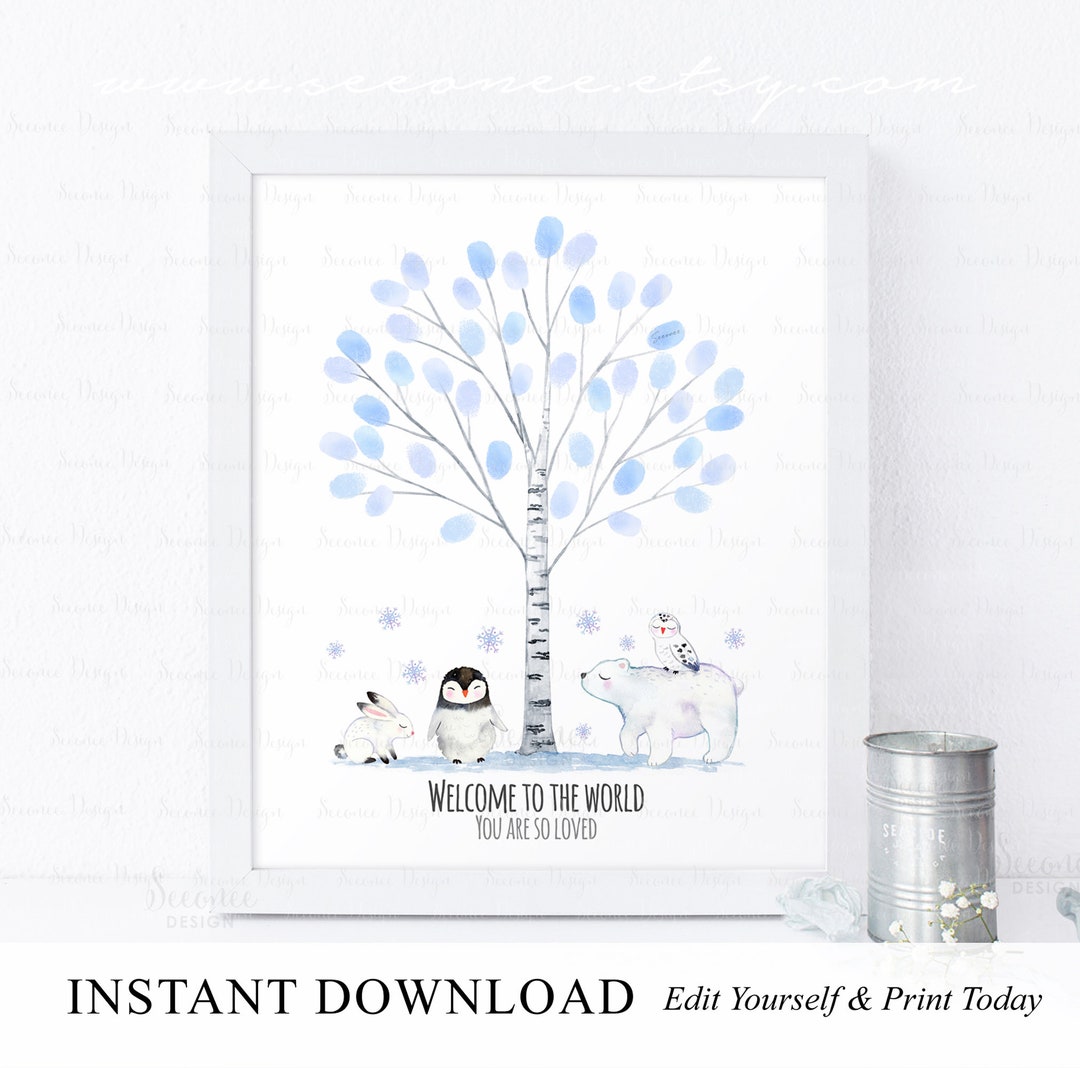 INSTANT DOWNLOAD Editable Winter Arctic Animals Guestbook Alternative ...